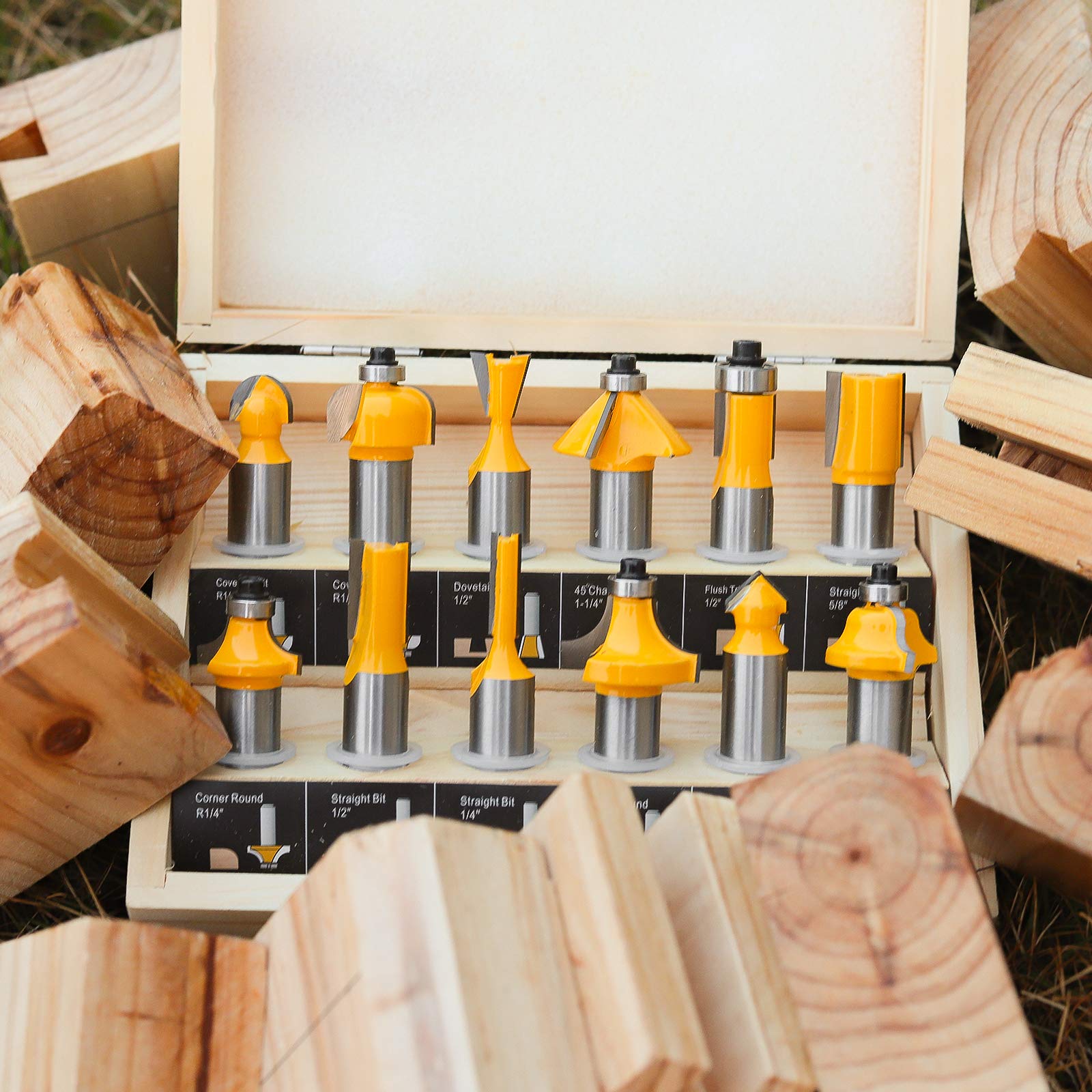 TOOLDO Router Bit Set 24 Pieces, 24A (24 pcs Model A), 1/4 inch Shank, Professional Router Bit Kit for DIY, Woodworking Project, High Grade