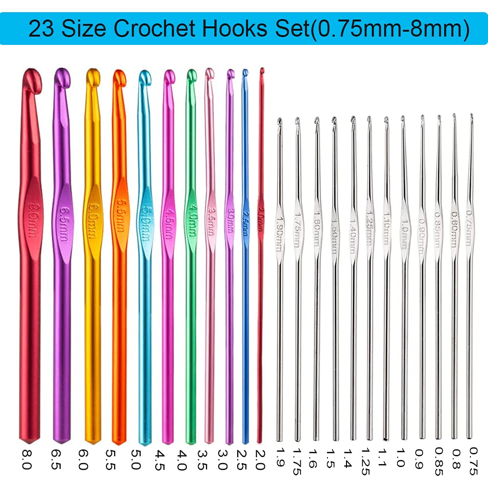 Weabetfu 121PCS Crochet Hooks & Sewing Kit,Aluminum Crochet Hooks & Lace Crochet Hook,Crocheting Hook for Knitting,Complete Crochet Set for Beginner,Traveler-Included Accessories