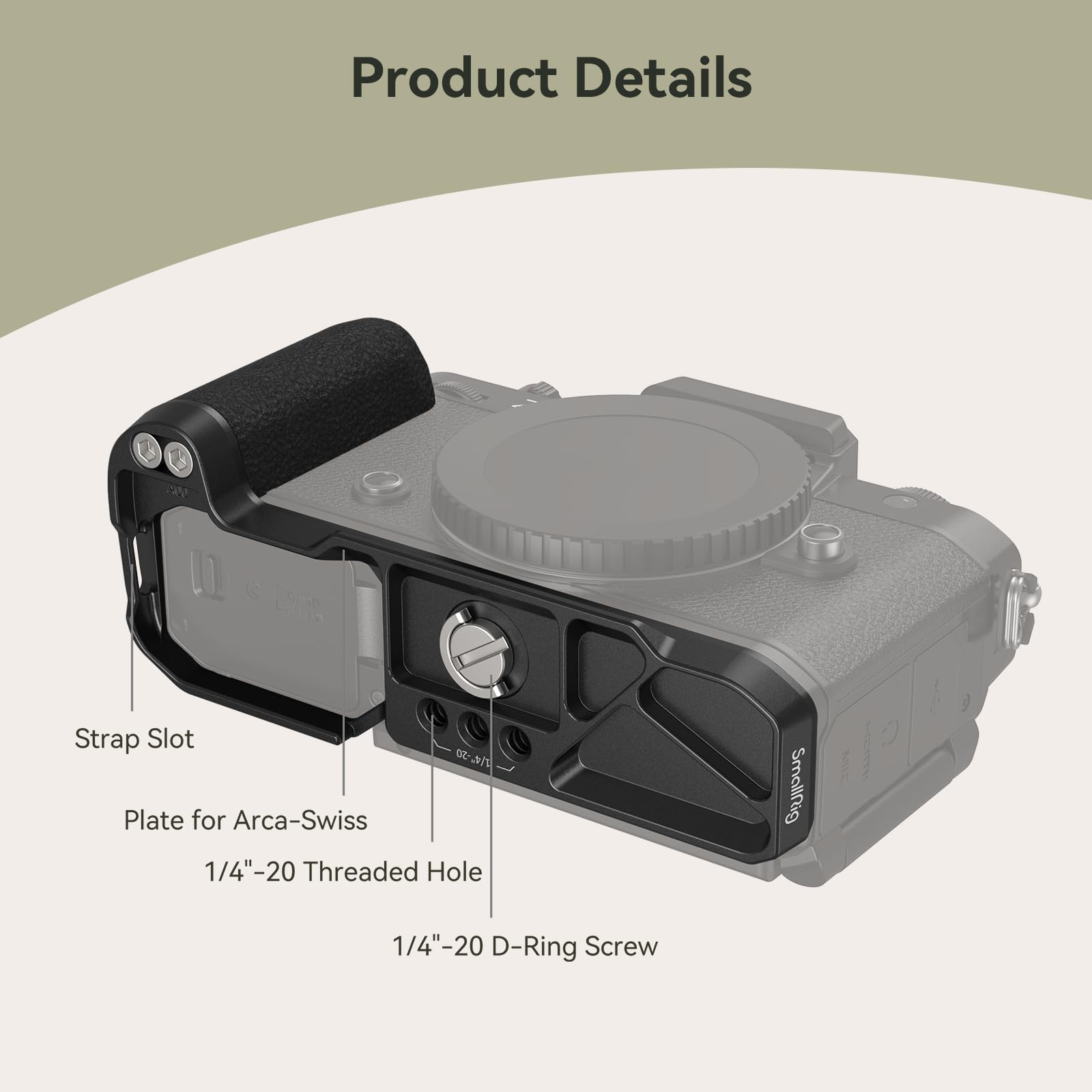 SmallRig Z f Handgrip L-Shape Grip for Nikon with Ergonomic Silicone Grip, Built-in Quick-Release Plate for Arca for Quickly Switch on Gimbal/Tripods/Handheld Shooting - 4262