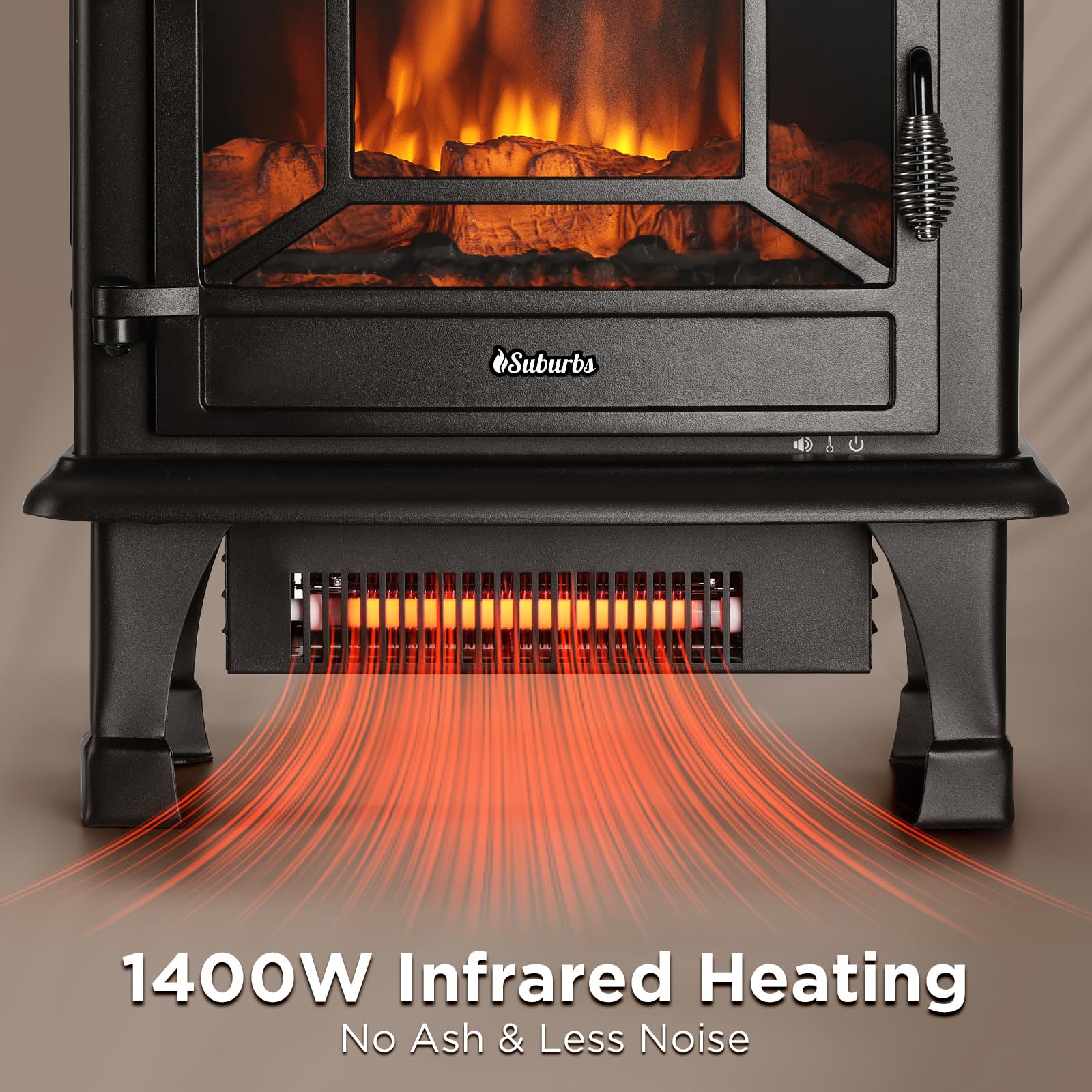 TURBRO Suburbs 20 in. Electric Fireplace Infrared Heater with Crackling Sound, Freestanding Fireplace Stove with Realistic Flame Effect, CSA Certified, Overheating Protection, Easy to Assemble, 1400W