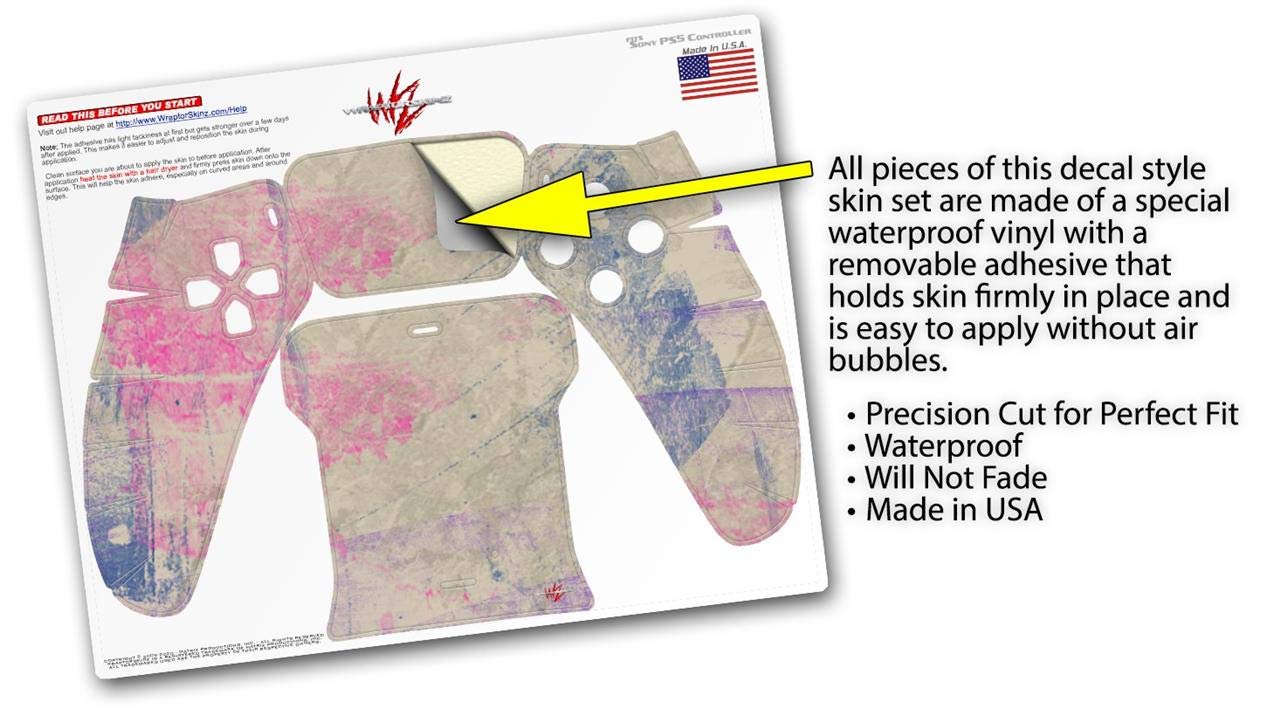 WraptorSkinz Skin Wrap compatible with Sony PS5 DualSense Controller Pastel Abstract Pink and Blue (CONTROLLER NOT INCLUDED)