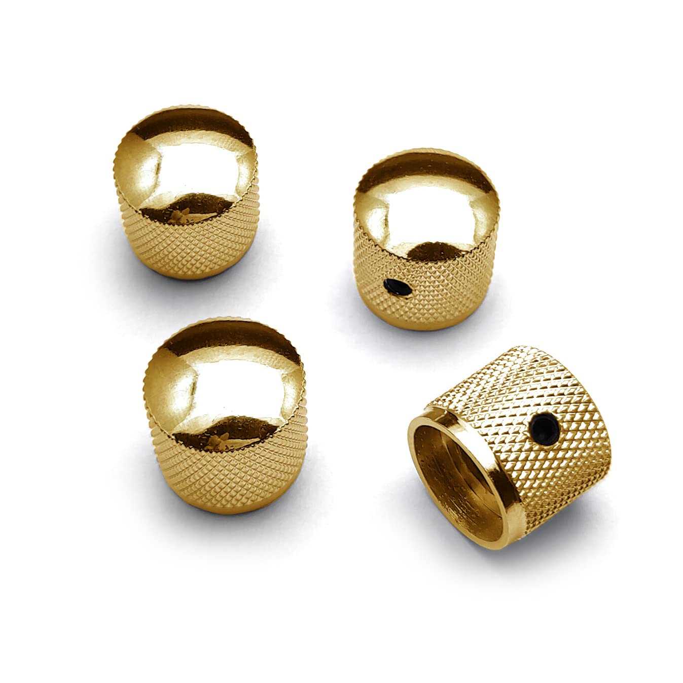 SAPHUE 4 Pcs Metal Volume Tone Dome Tone Guitar Speed Control Knobs with Allen Keys Screws Set for Fender Strat Telecaster Gibson Les Paul Electric Guitar or Bass(Gold)