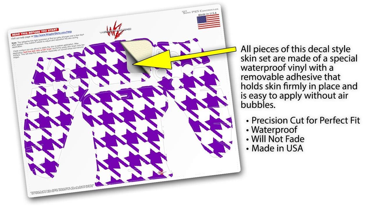 WraptorSkinz Skin Wrap compatible with Sony PS5 DualSense Controller Houndstooth Purple (CONTROLLER NOT INCLUDED)