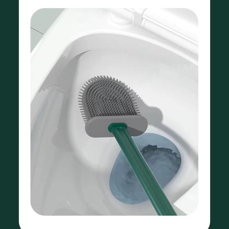 Toilet Brush and Plunger Set,3 in 1 Toilet Bowl Brush Plunger Set with Ventilated Holder for Deep Cleaning, Bathroom Cleaning Combo with Modern Caddy Stand (Green)