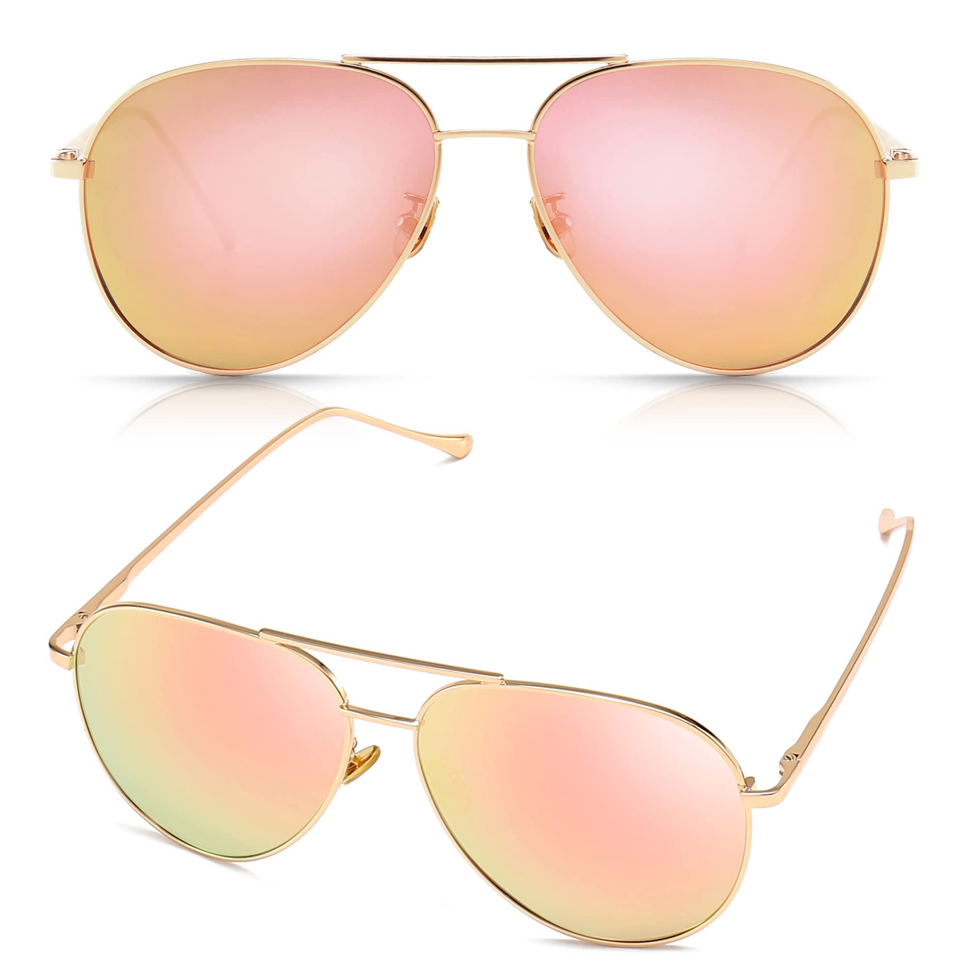 ZORVISION Small Square Polarized Sunglasses Men and Women Lightweight Oversized Aviator Sunglasses