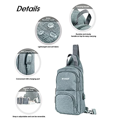 WANDF Switch Travel Bag, for Nintendo Switch Console, Dock, Joy-Con Grip & Switch Accessories, Protective Storage Sling Backpack Shoulder Bag for Nintendo Switch and iPad (Grey)