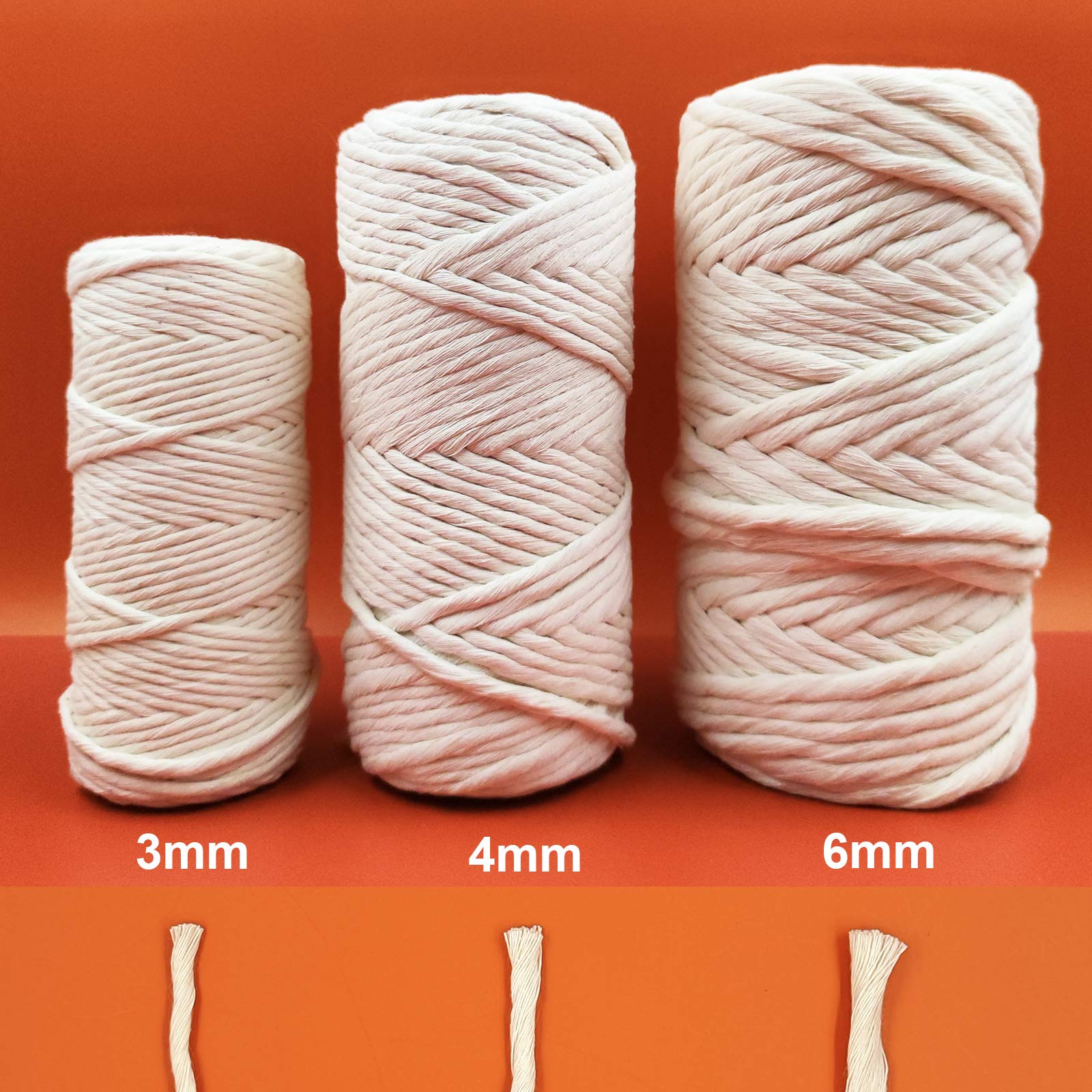 Wool Queen 3mm 109 yd Single Stand Twisted Macreme Cord Cotton Rope for DIY Crafts, Wall Hangings, Plant Hangers, Gift Wrapping and Wedding Decorations-Sky Blue