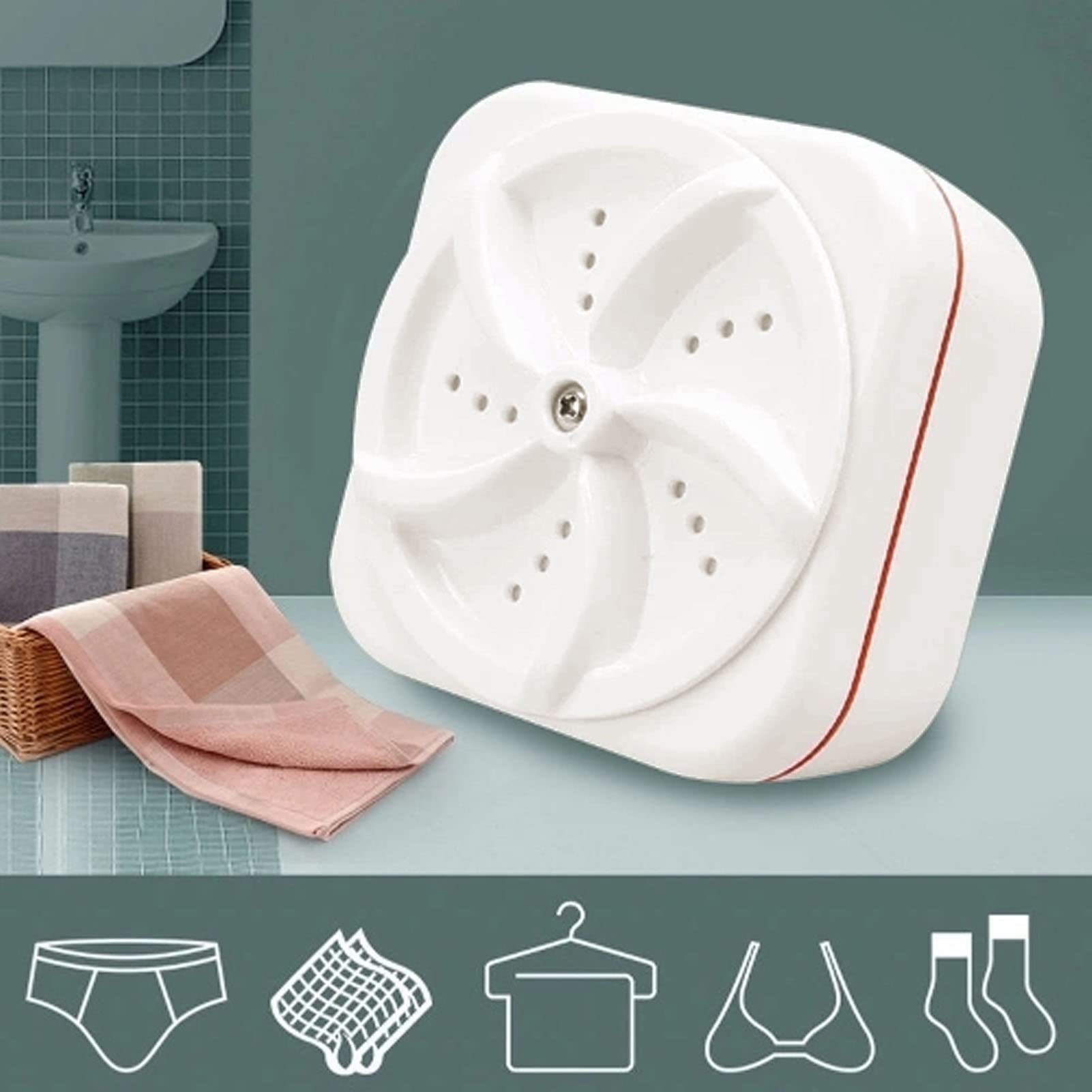 VTOSEN Ultrasonic Washing Machine 5V 18W USB Powered - Portable Turbine Washing Machine for Travel & Dormitory - Foldable & Efficient - Ideal for On The Go Cleaning