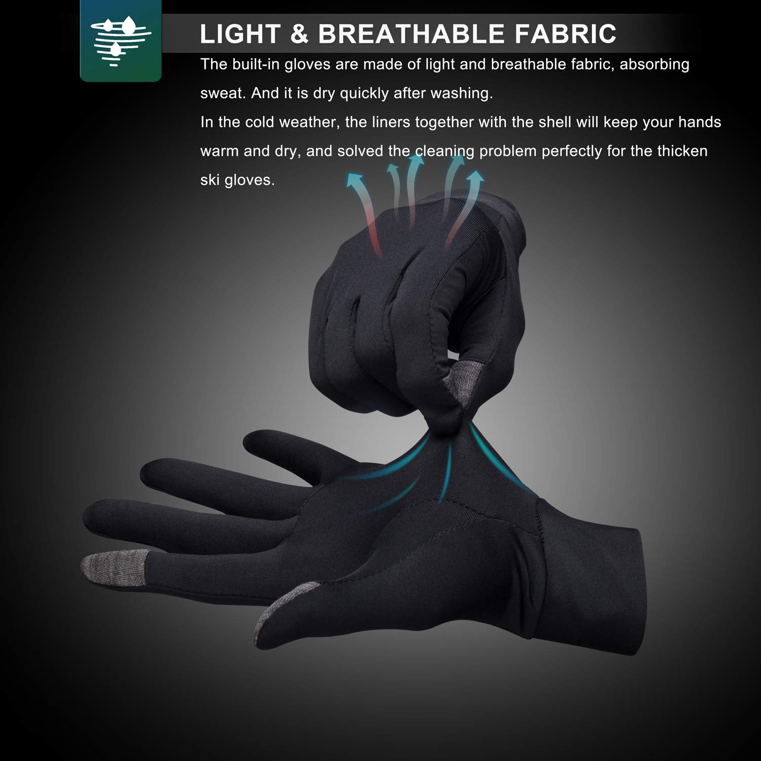 rivmount Touchscreen Glove Liners, Winter Gloves, The Ideal Comfy Washable Gloves Companion