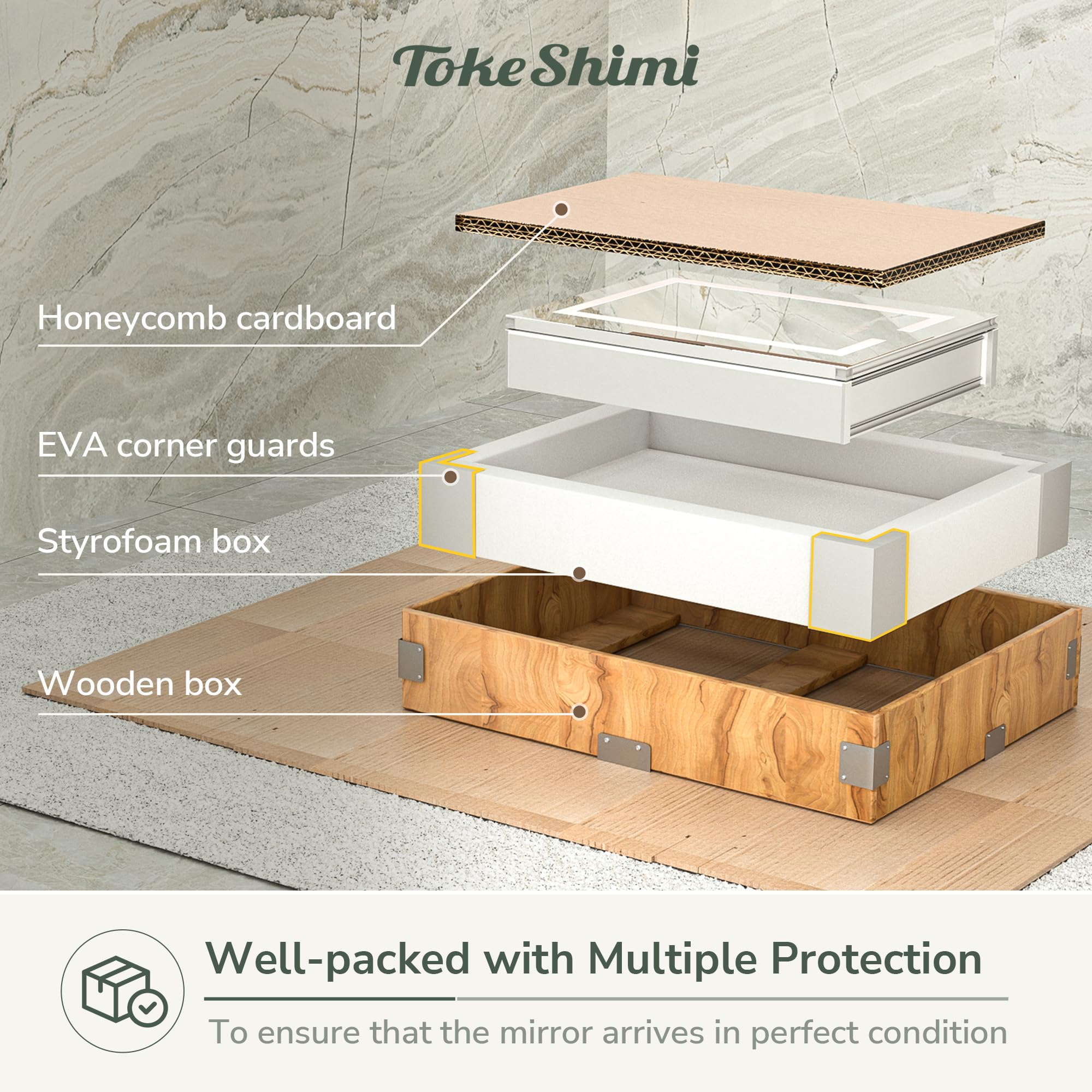 TokeShimi 40x32 Surface Mount Medicine Cabinet Mirror with Electrical Outlet, Frontlit Anti-Fog 3 Colors Temperature Dimmable Surface or Recessed Mount for Bathroom Vanity and Modern
