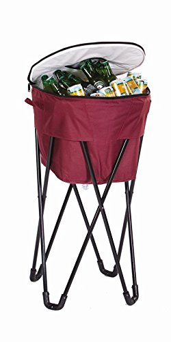 Picnic Plus 72 Can Insulated, Leakproof Tub Cooler with Stand and Travel Bag Maroon-Garnet