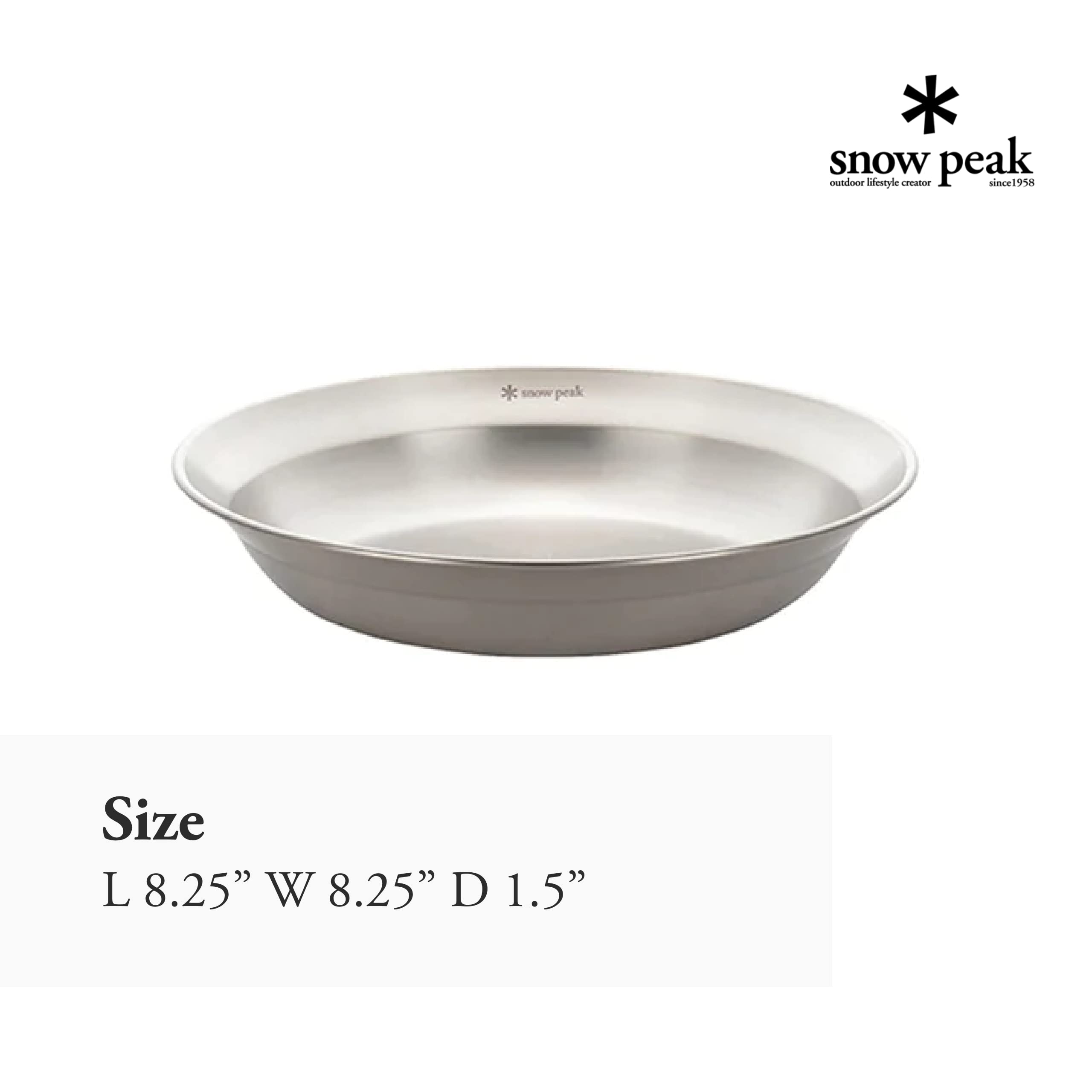 Snow Peak Tableware Dish, TW-032, Stainless Steel, Lightweight for Camping Everyday Use, Made in Japan, Lifetime Product Guarantee