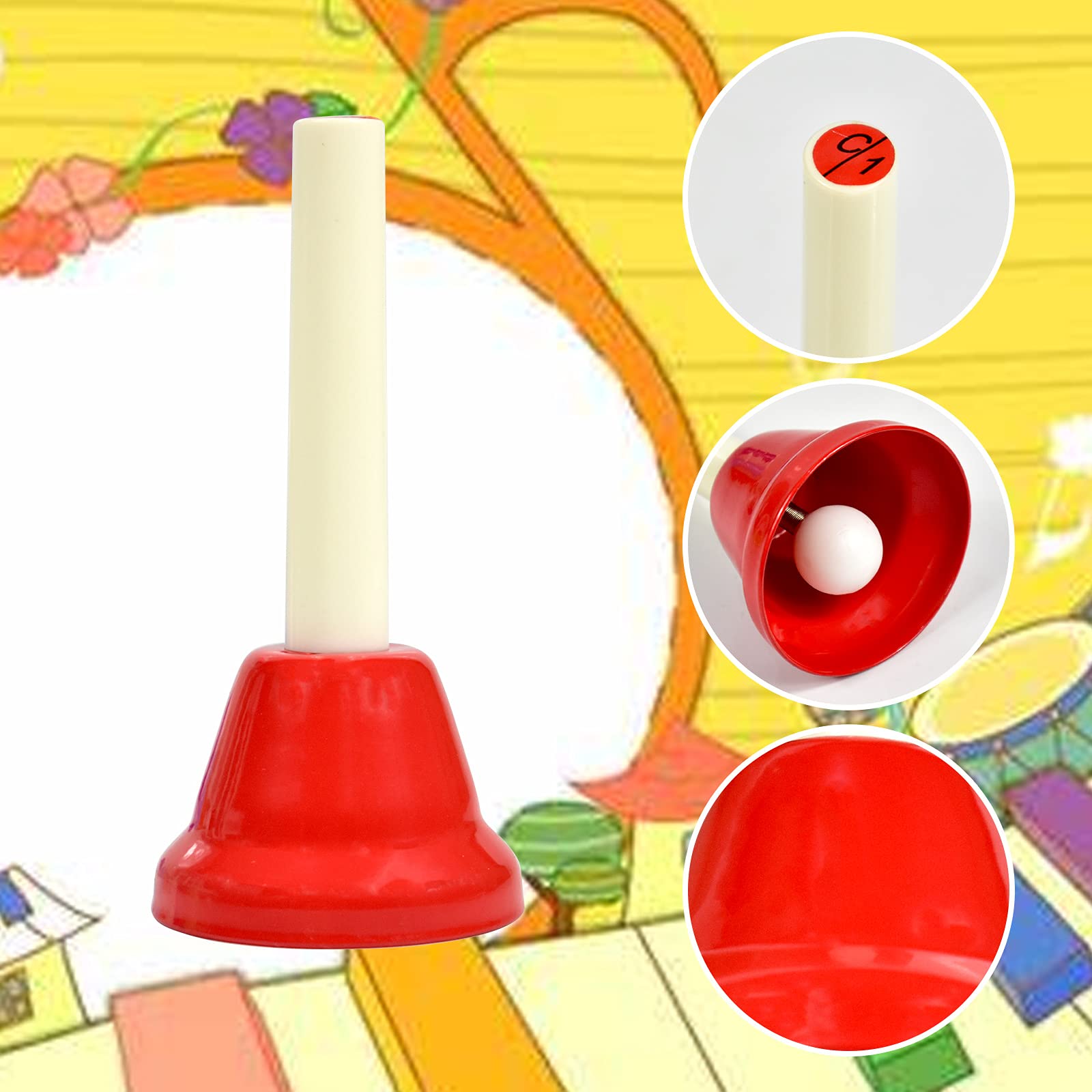 Voodans Mini Hand Bell Set 8 Note Metal Handbells Set Colorful Diatonic Musical Bells for School Church Wedding