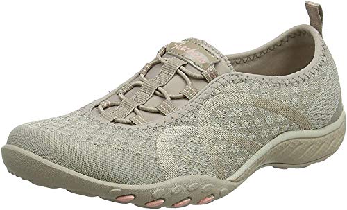Skechers Relaxed Fit Breathe Easy Fortune Knit Womens Bungee Sneakers Taupe 9.5 M US
