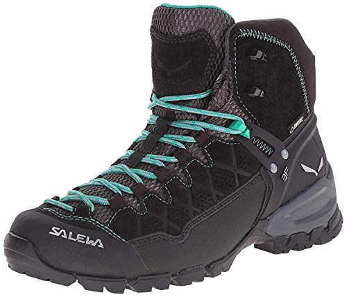 Salewa womens WS Alp Trainer Mid Gore-TEX High Rise Hiking Shoes, Black (Black Out/Agata), 10 US