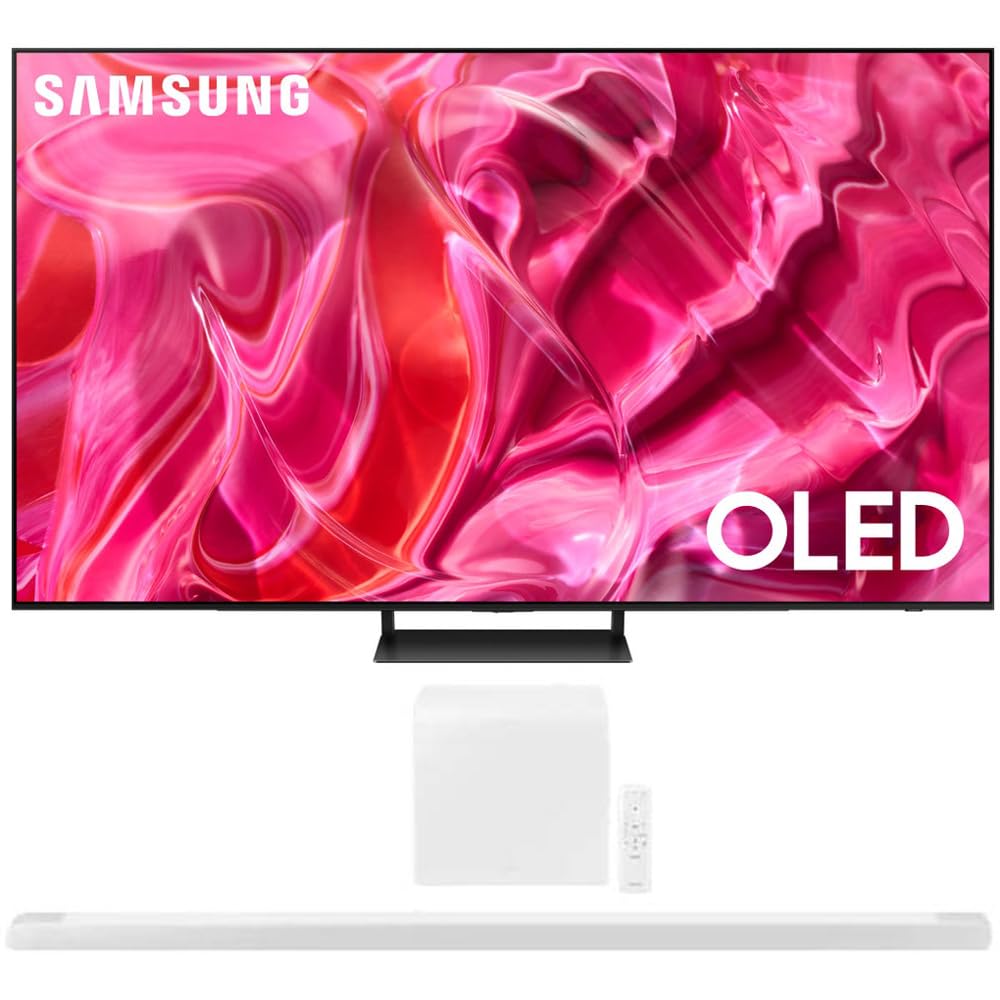 SAMSUNG QN55S90CAFXZA 55 Inch OLED 4K Smart TV 2023 Bundle 3.1.2ch HW-S801B Soundbar with Wireless Dolby Atmos/DTS:X White 2022