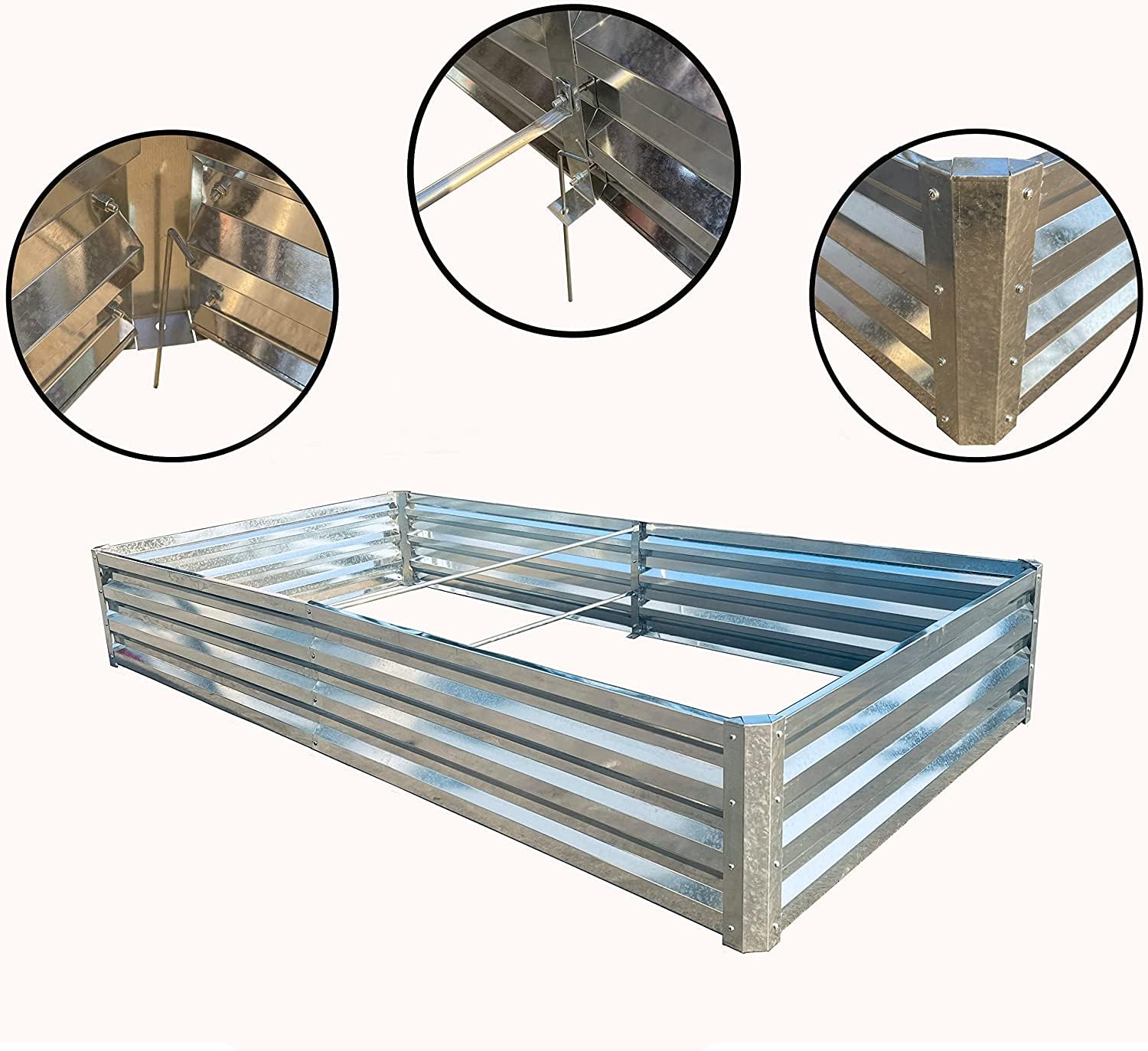 VVoodeinck 2pcs 8x4x1FT Galvanized Raised Garden Bed,Planter Raised Beds,Outdoor Garden Boxes,Large Metal Raised Planter Box for Vegetables Flowers Herb,Large Metal Planter Box Steel Kit