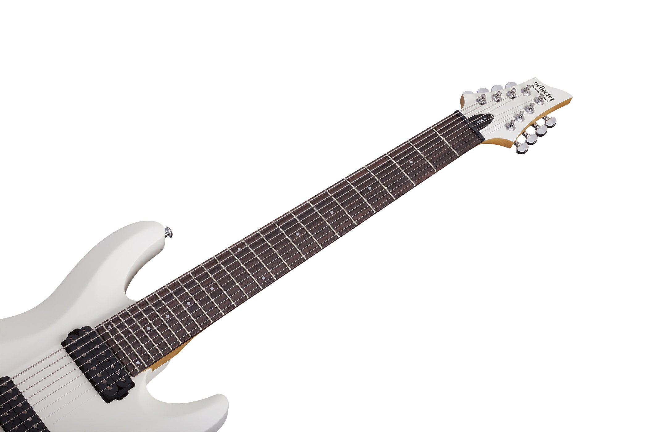 Schecter C-8 DELUXE Satin White 8-String Solid-Body Electric Guitar, Satin White