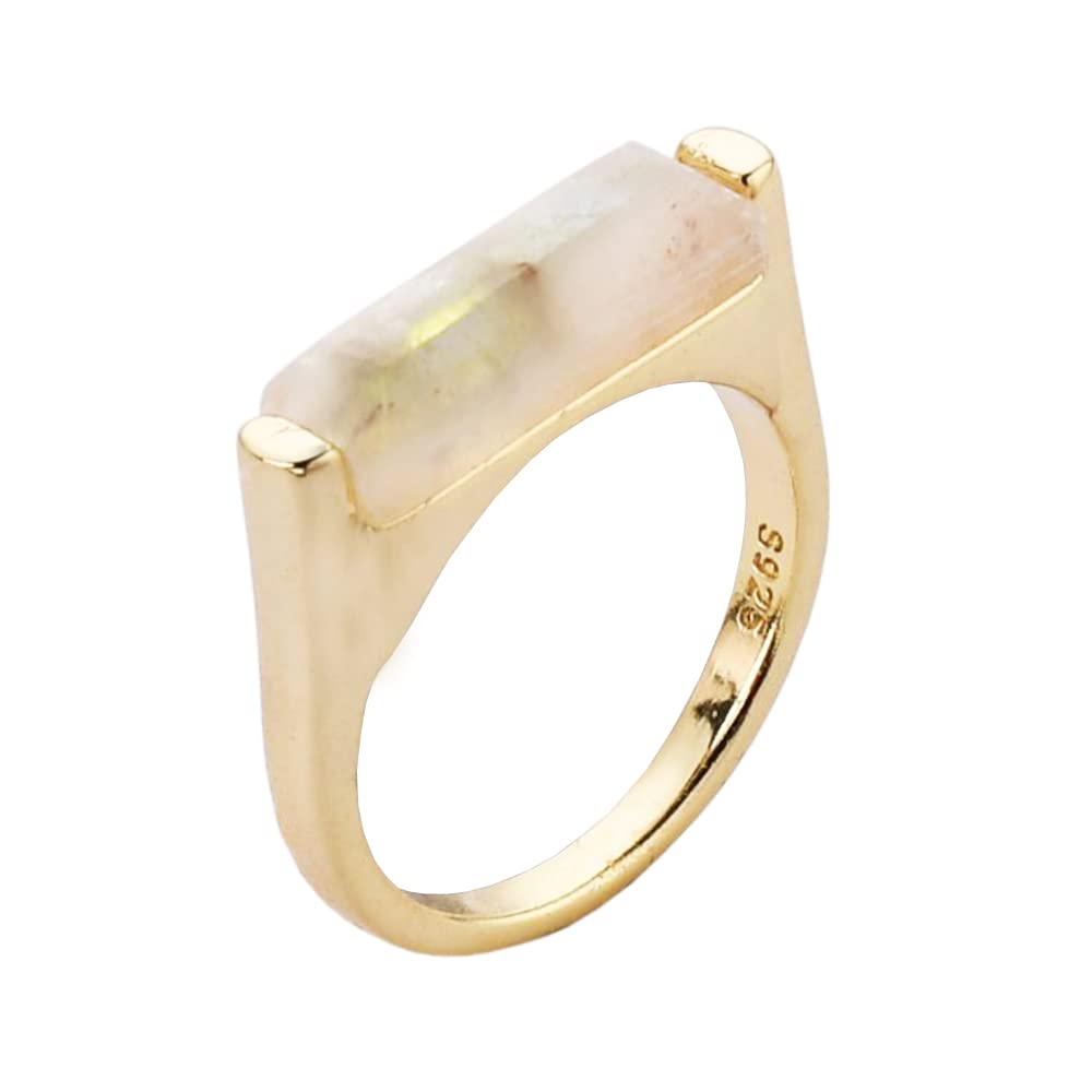 ZENGORI Natural Moonstone Ring Healing Crystal Stone Ring Spiritual Protection Jewelry ZG0463-Moon