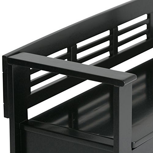 SIMPLIHOME Adams SOLID WOOD 48 Inch Wide Contemporary Entryway Storage Bench with Safety Hinge, Multifunctional Rustic in Black, For the Living Room, Entryway and Family Room