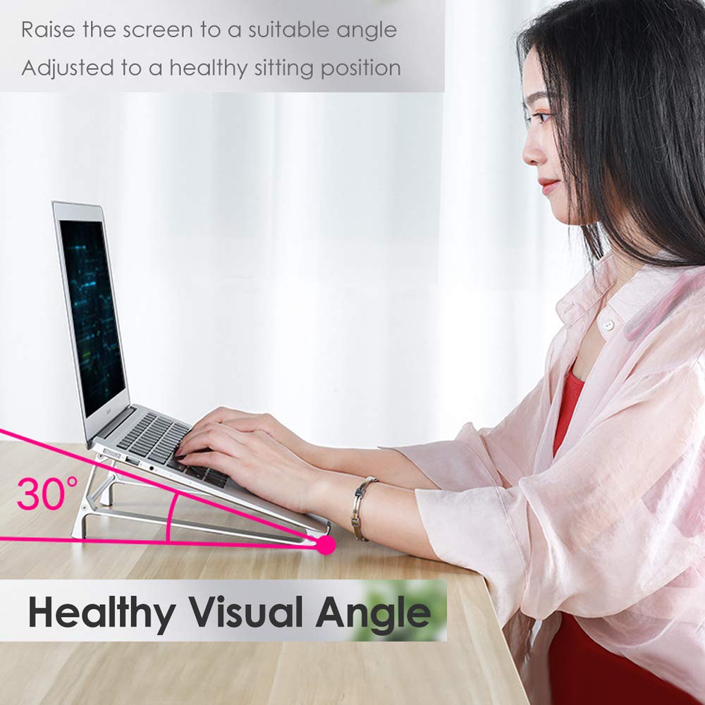 SKYZONAL Aluminum Laptop Stand 2 in 1 Ergonomic Ventilated Tablet Notebook Laptop Riser Portable Computer Stand for Laptop (Silver)