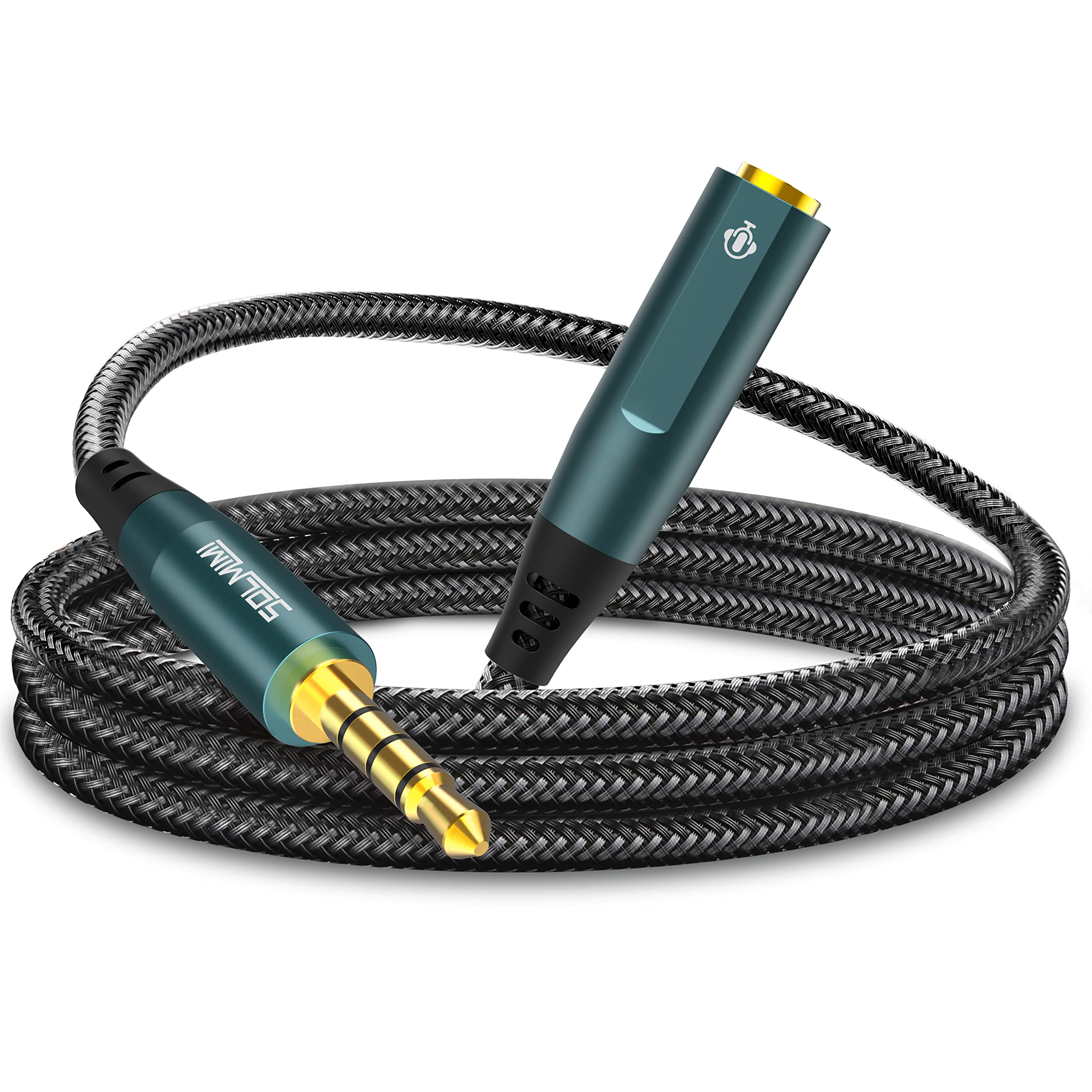 SOLMIMI Headset Adapter, 3.5mm TRRS to Dual 3.5mm Audio Mic, Headphone Y Splitter Mic and Audio Cable 3.5 mm Headphone Extension Cable