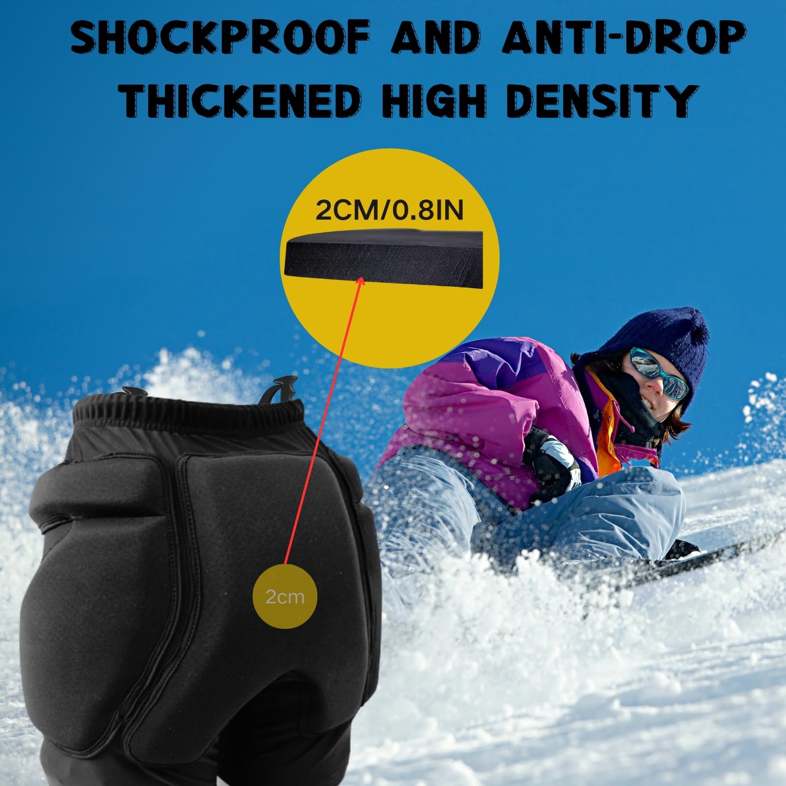 YHWD Hip Pads Seniors, Premium Hip Protectors for Elderly, Comfortable and Breathable, Anti-Fall, 2 cm/0.8in Thicken Eva for Falls Injury, Unisex Hip Pants,L