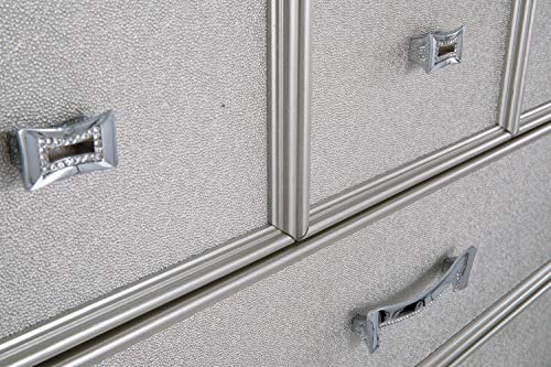 Signature Design by Ashley Coralayne Glam 5 Drawer Chest with Faux Shagreen Drawer Fronts, Silver