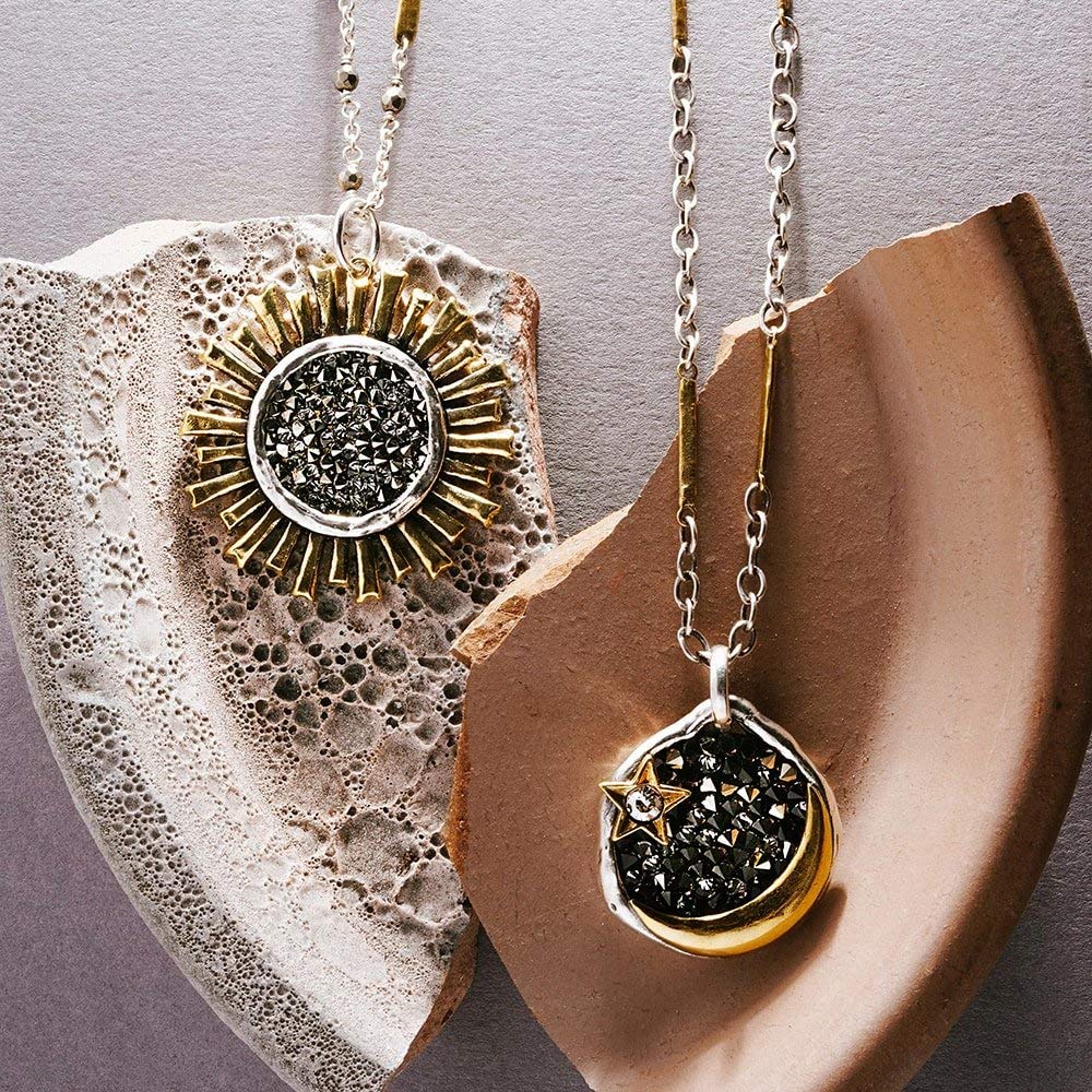 Waxing Poetic Be the Light Sterling Silver, Brass & Swarovski Crystals Sun Pendant