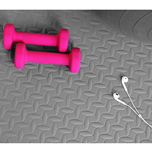 Signature Fitness Puzzle Exercise Mat with EVA Foam Interlocking Tiles for MMA, Exercise, Gymnastics and Home Gym Protective Flooring, 3/4" Thick, 96 Square Feet, Gray