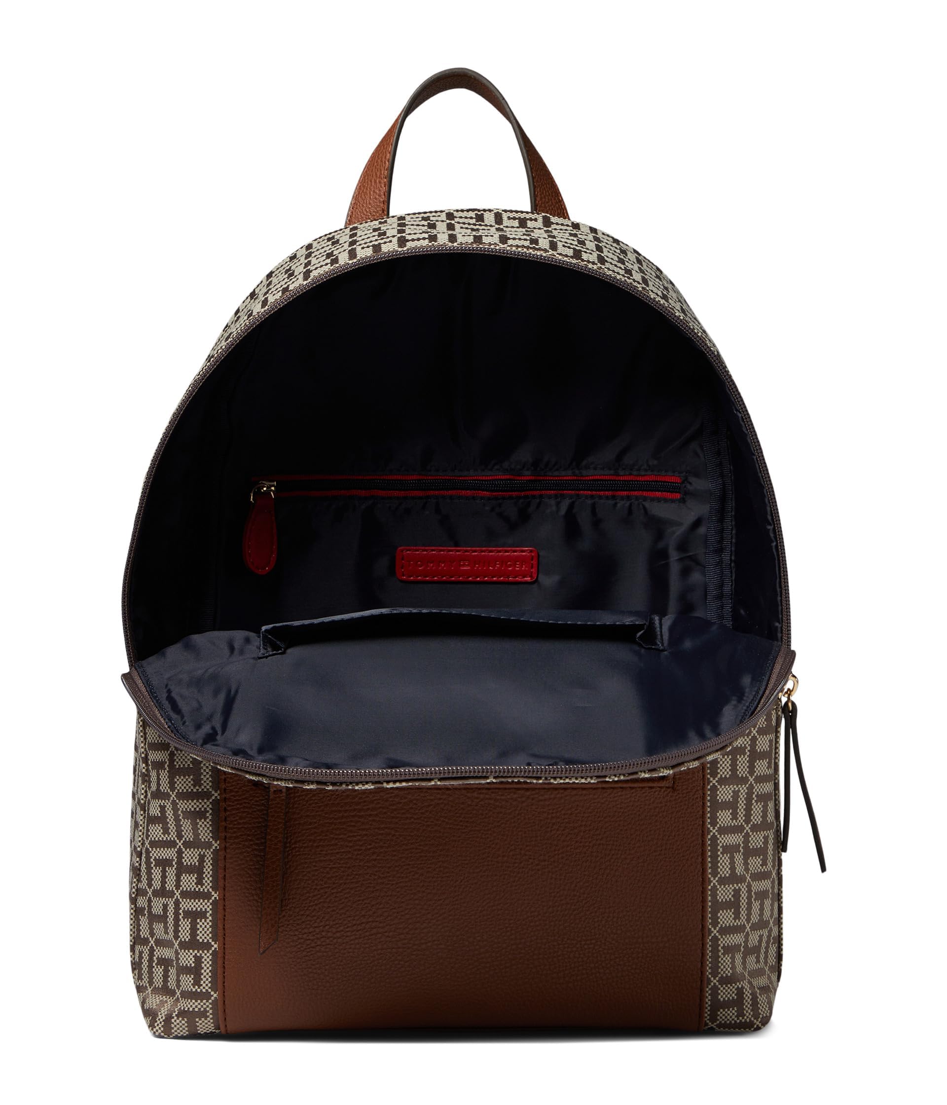 Tommy Hilfiger Alexis II Smalldome Backpack Square Monogram Jacquard Tan/Dark Chocolate One Size