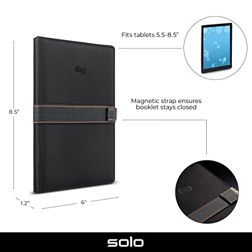 Solo New York Metro Universal Fit Tablet/eReader Booklet, 5.5" to 8.5", Black/Orange