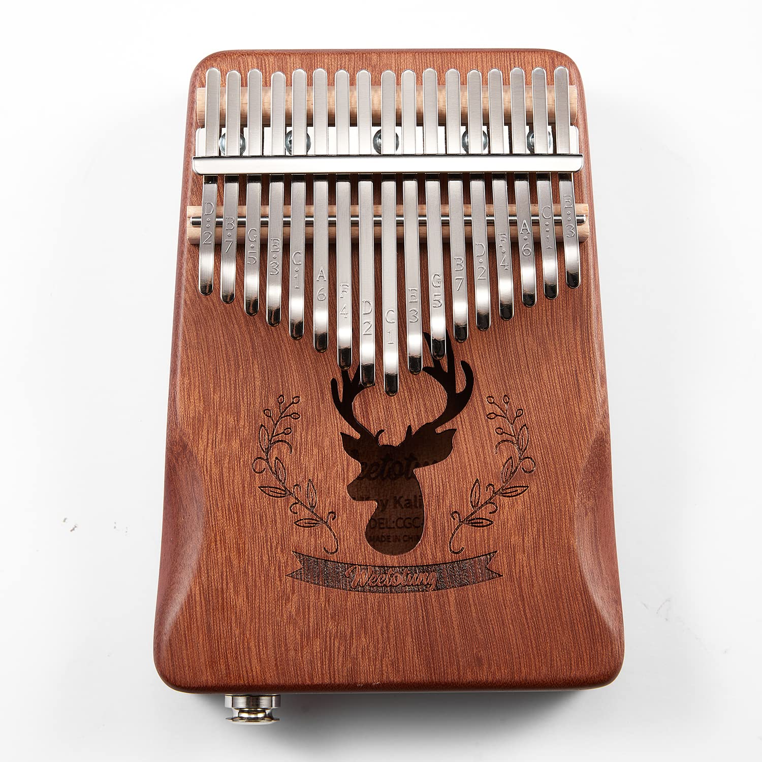 WEETOTUNG Kalimba Thumb Piano 17keys and Stress Relief, Contained 6.35mm Aux Cable Connection with Speaker EQ Pick up and the tool set for tuning