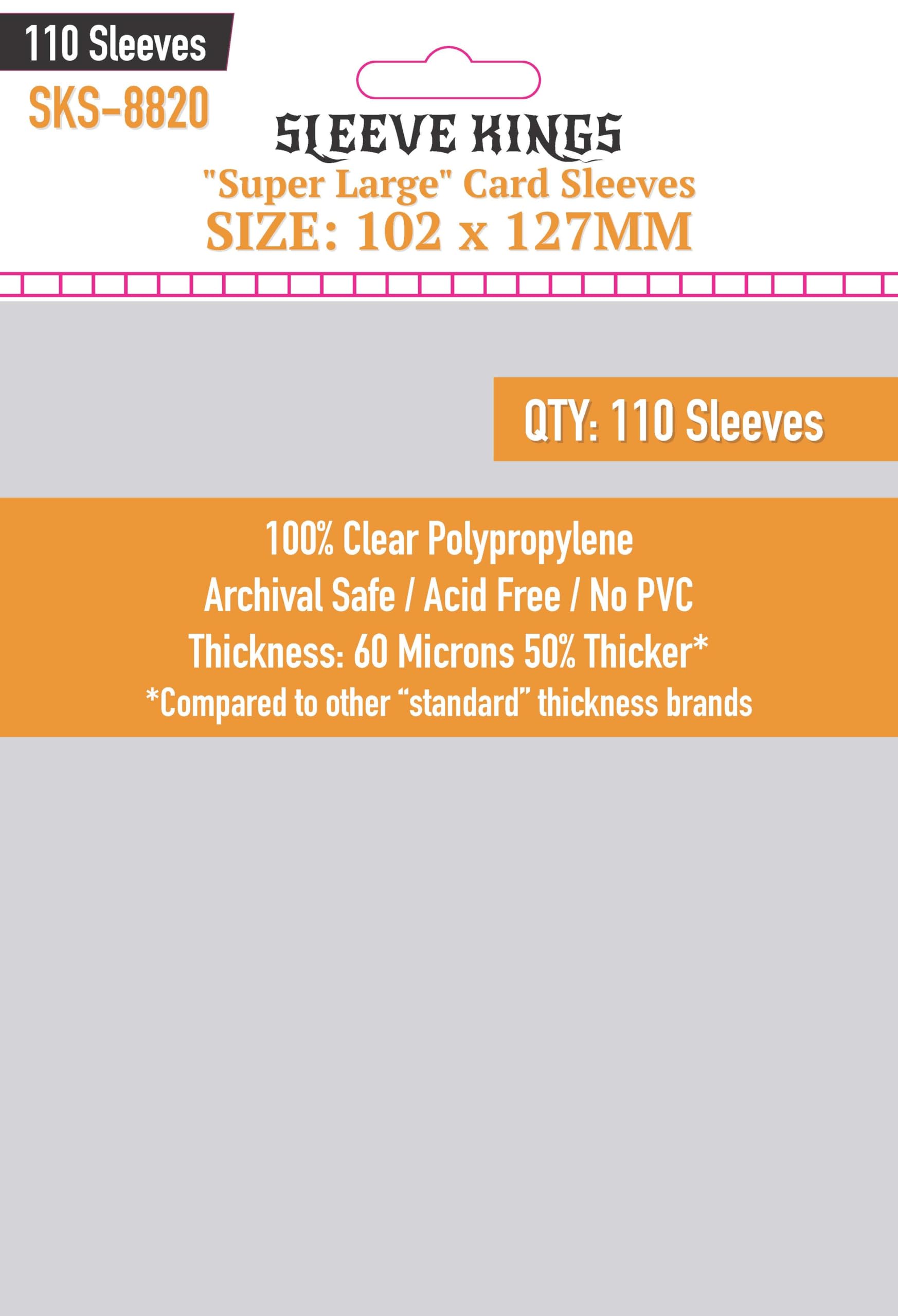 Sleeve Kings Super Large Sleeves (102x127mm) -110 Pack, 60 Microns