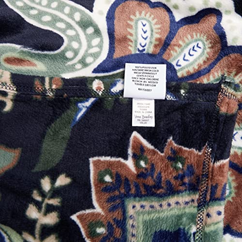 Vera Bradley Women's Oversized Fleece Plush Throw Blanket, Java Navy Camo, Full/Queen