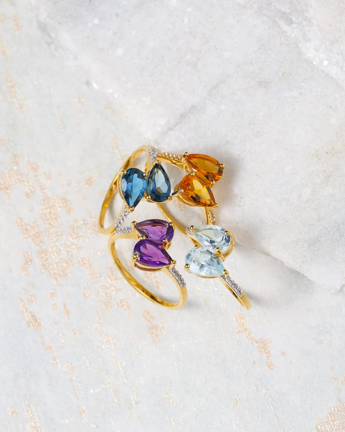 YoTreasure 1.48 Ct. Amethyst White Sapphire 10kt Yellow Gold Engagement Ring Jewelry