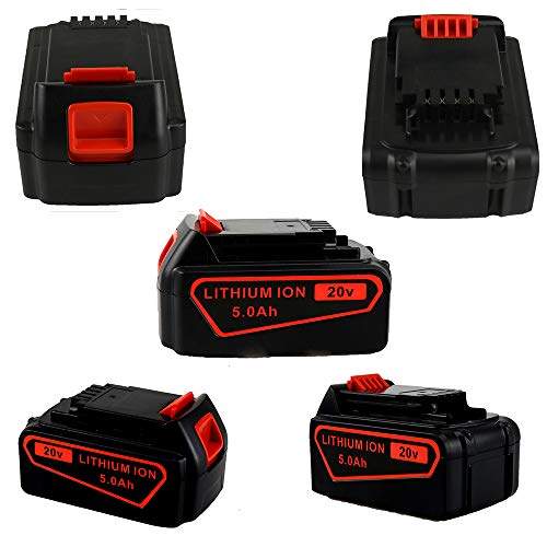 Volt1799 20V 5.0Ah Replacement Battery and Charger for Black and Decker 20V Max Lithium Batteries LB20 LB2X4020 LBXR20B-2 LBXR2020-OPE LB2X4020-OPE LBX4020