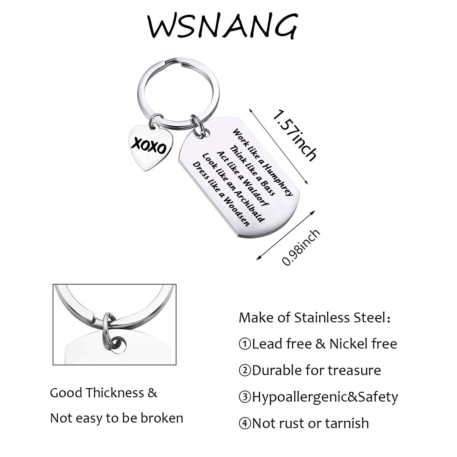 WSNANG TV Show Inspired Gift Think Like a Bass Act Like a Waldorf Keychain TV Show Fans Gift (Act Like a Waldorf KC)