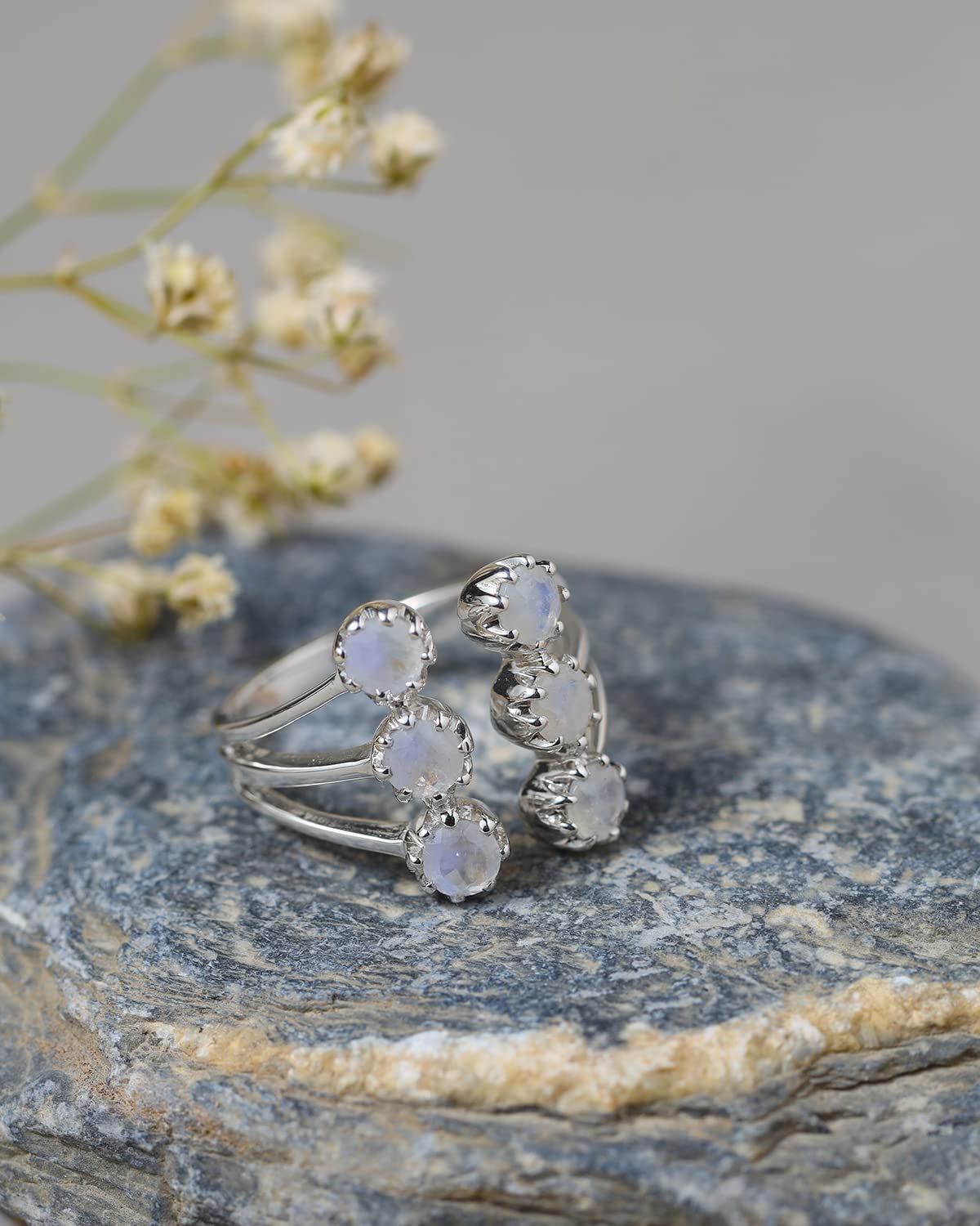 YoTreasure 1.60 Ct. Rainbow Moonstone Ring Solid 925 Sterling Silver Classic Jewelry