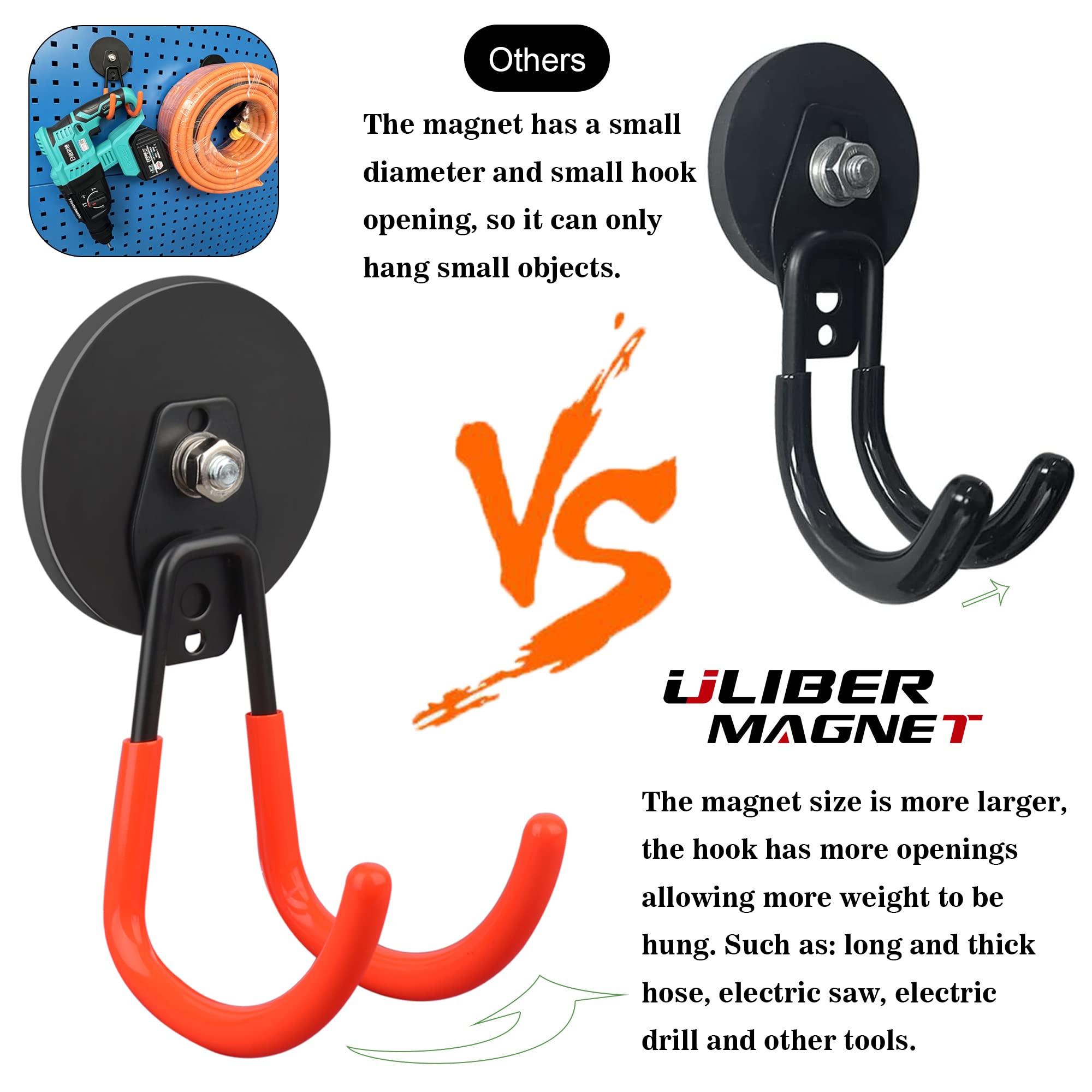 ULIBERMAGNET Strong Magnetic Storage Hooks,Heavy Duty Magnetic Garage Storage Tool Organizer