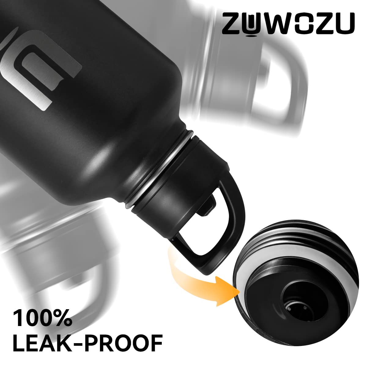 ZUWOZU 1 Gallon Water Bottle Insulated, 128oz Large Stainless Steel Water Bottles with Straw, Spout & Handle Lid, Big 1 Gallon Water Jug with Carrier Bag w/Strap, Perfect for Hot&Cold Drinks,Black
