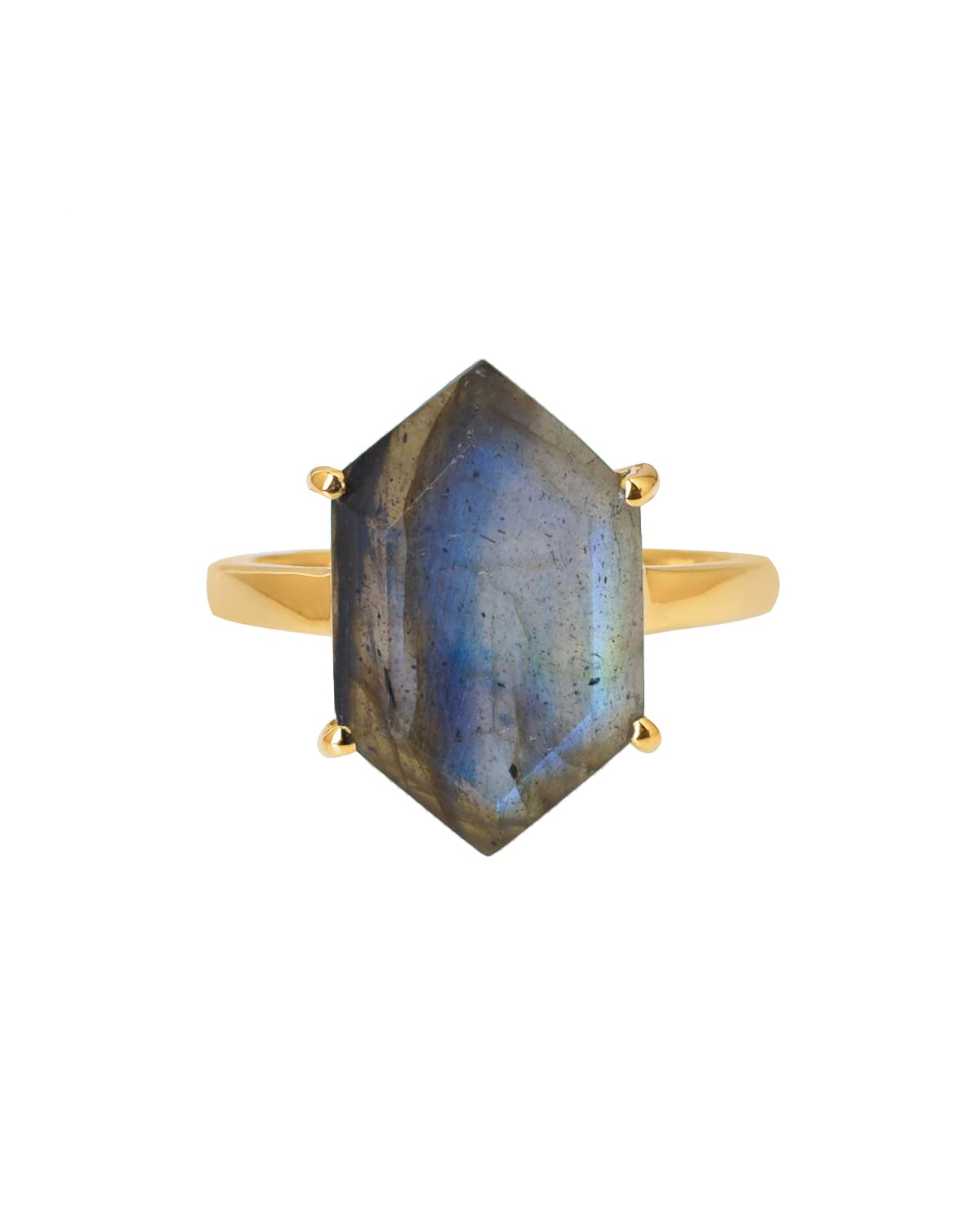 YoTreasure Labradorite Gold Over 925 Sterling Silver Bold Ring Jewelry