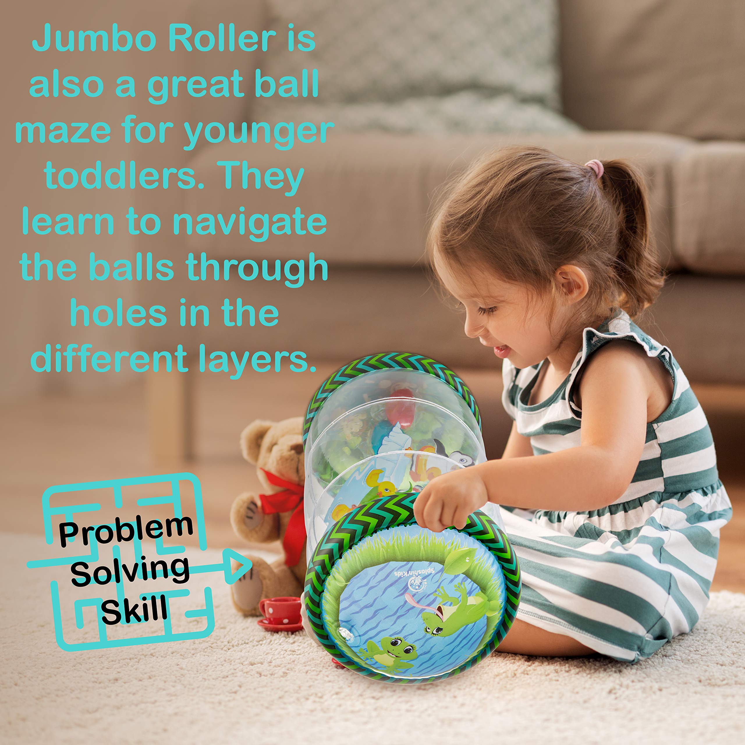Splashin'kids Infant Toys Beginner Crawl Along Game Ball Drop Maze Tummy Time Activity Center Early Development Jumbo Roller Rattle Toy Baby Toys for 6 Months 1 2 3 Year olds Watch Video