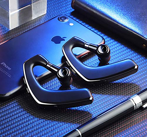 SLUB [Plus] Bluetooth 5.0 Headphones with Mic for Cell Phone True Wireless Waterproof IPX7 Earhook Lightweight 12H Playtime Invisible Earbuds for iPhone/Android (Blue)