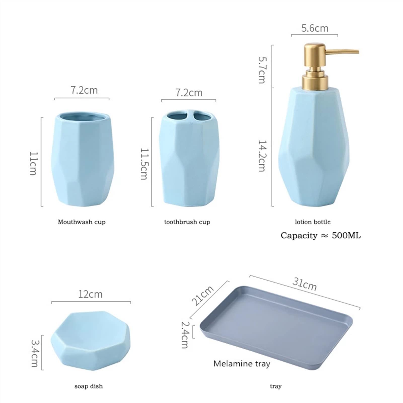 Soap Dispenser Ceramic Soap Dispenser Bathroom Decoration Toothbrush Holder Soap Box ABS Pump Head Lotion Bottle Toothbrush Cup Toothpaste Dispenser Tray Set Bathroom Soap Dispenser ( Color : 6pcs-bro