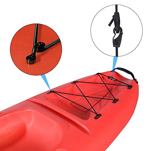 SPORBA Kayak Pad Eye Kit, Expanded Deck Rigging Kit with 5PCS Deck Loops Tie Down Hooks 26PCS Tri-Grip Rivets and 4PCS Cord End Hooks Kayak Replacement Parts for Kayaks Canoes Boats