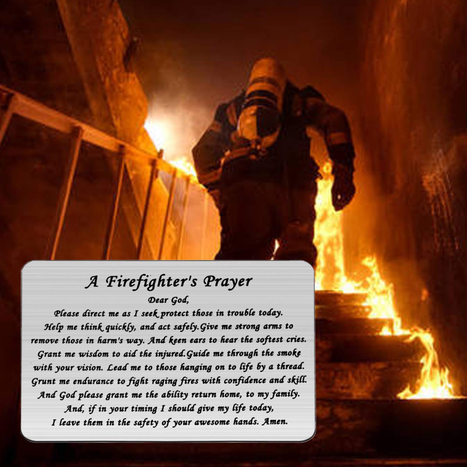 WSNANG Firefighter's Prayer Metal Wallet Insert Card Military Jewelry Gifts for Firefighter Hero Fireman Graduation Gift (Firefighter's Prayer WC)
