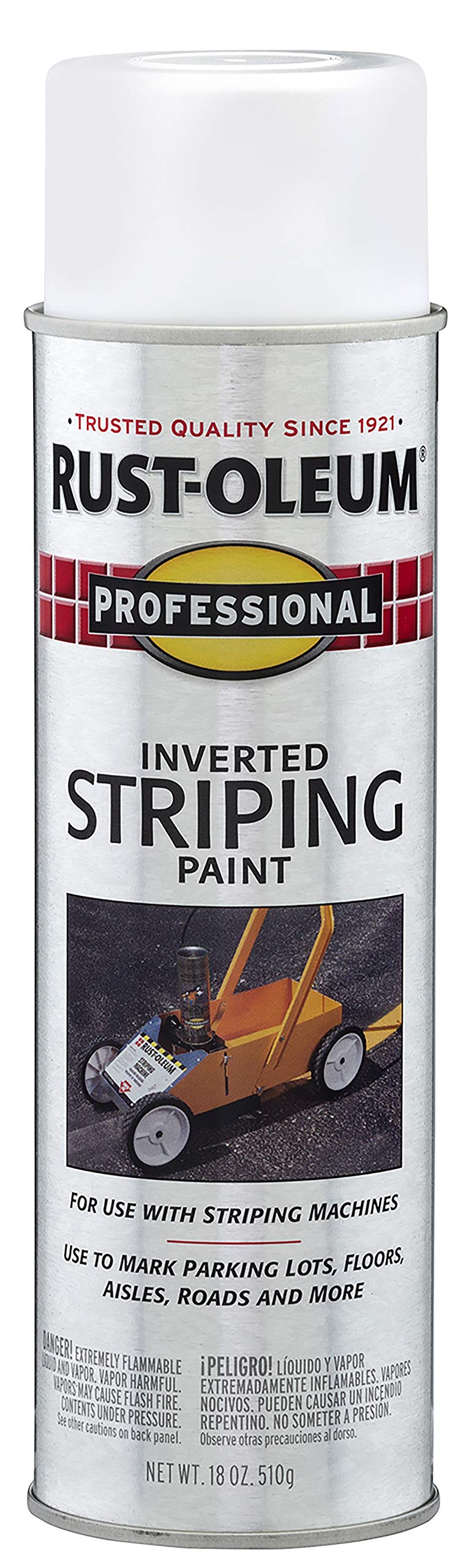 Rust-Oleum 2593838 Professional Inverted Striping Spray Paint, 18 oz, White