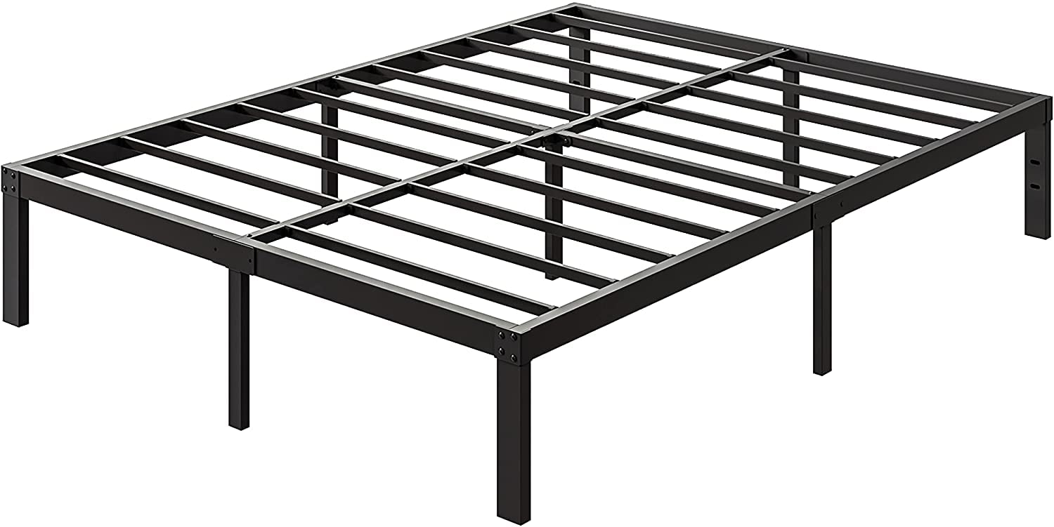 Sealvvos 12 Inch Bed Frame Queen Size Heavy Duty No Box Spring Needed Metal Platform with Steel Slat Support, Easy Assembly, Noise Free, Black