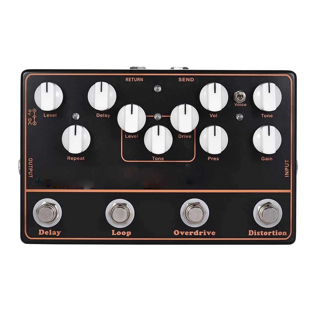 ZYZMH Electric Guitar Effects Pedal Guitar Pedal 4-in-1 Distortion Overdrive Loop Delay Strings for Guitar Accessories